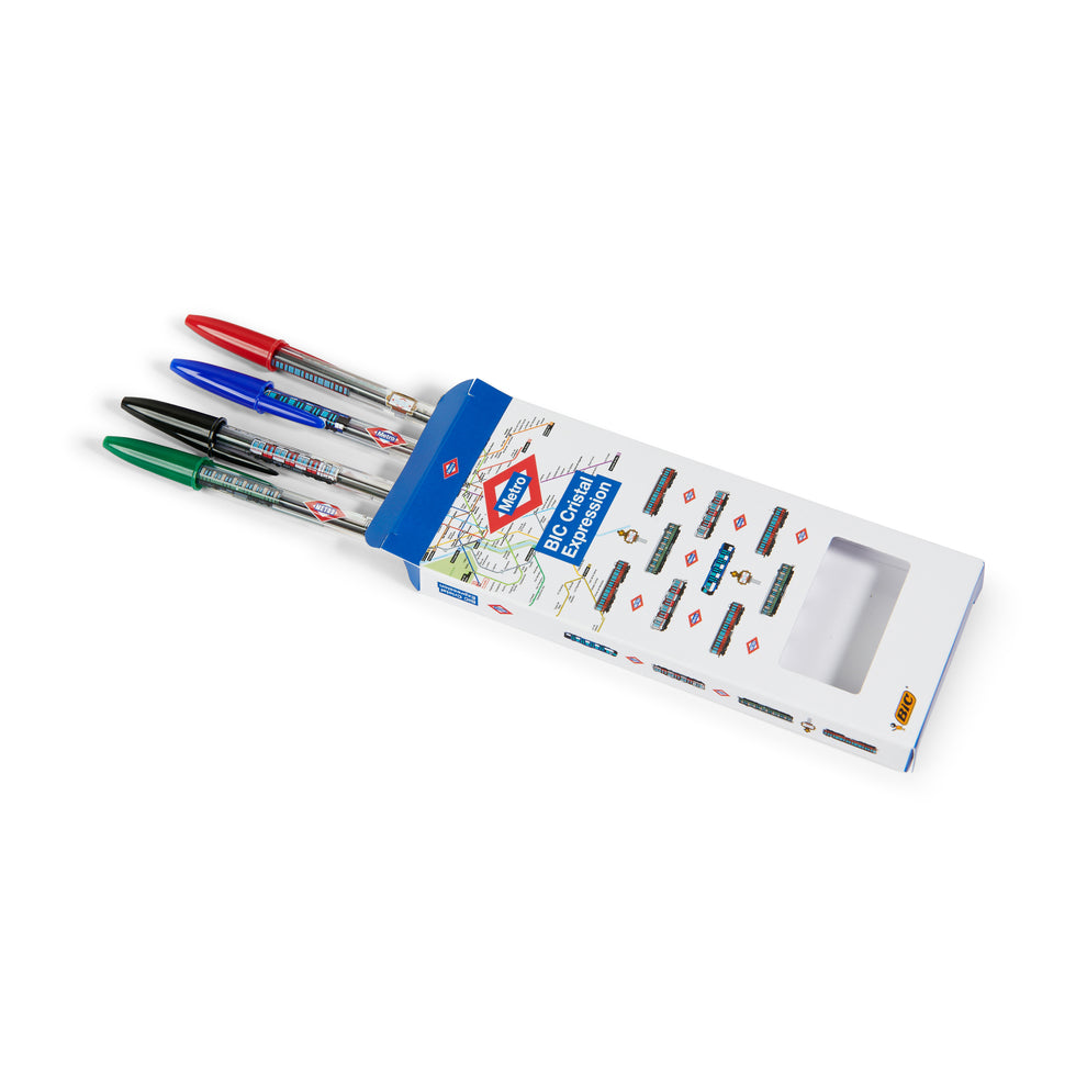 BIC Cristal 4 colours pack. Metro de Madrid Trains edition ...